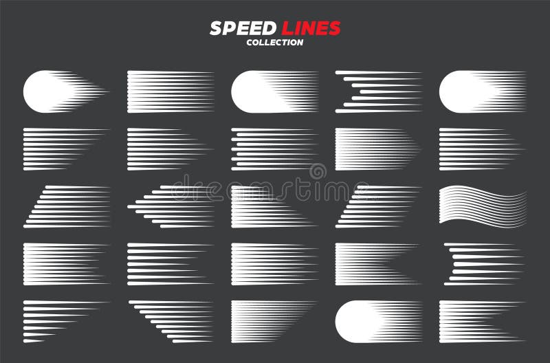 White Cartoon or Comic Speed Lines with Round Corners. Simple Line with ...