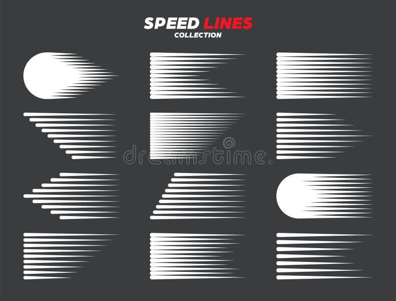 White Cartoon or Comic Speed Lines with Round Corners. Simple Line with ...