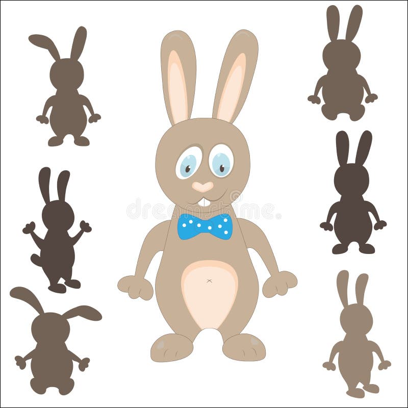 Rabbit Silhouette. Easter Game. Find the Correct Shadow. Stock Vector ...