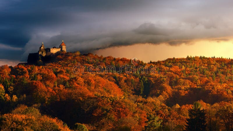 White Castle on Top of Mountain Stock Image - Image of dawn, mountain ...