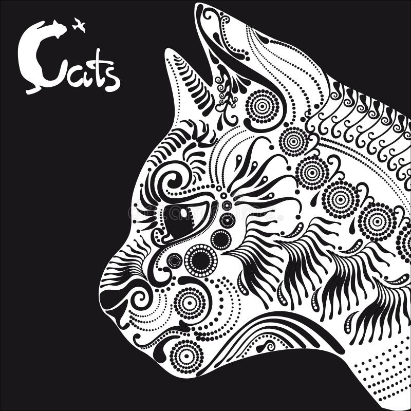 White Cat, Decorative Pattern for a Tattoo or Stencil Stock Vector ...