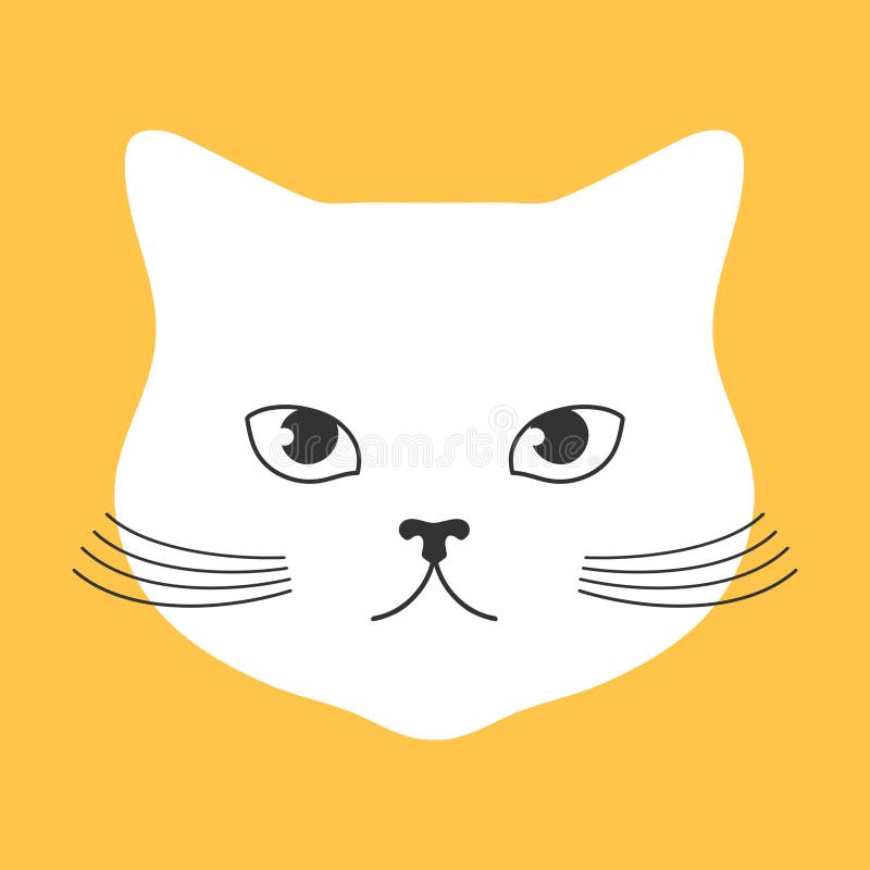 White Cat Head Simple Icon. Feline Face Stock Vector - Illustration of ...