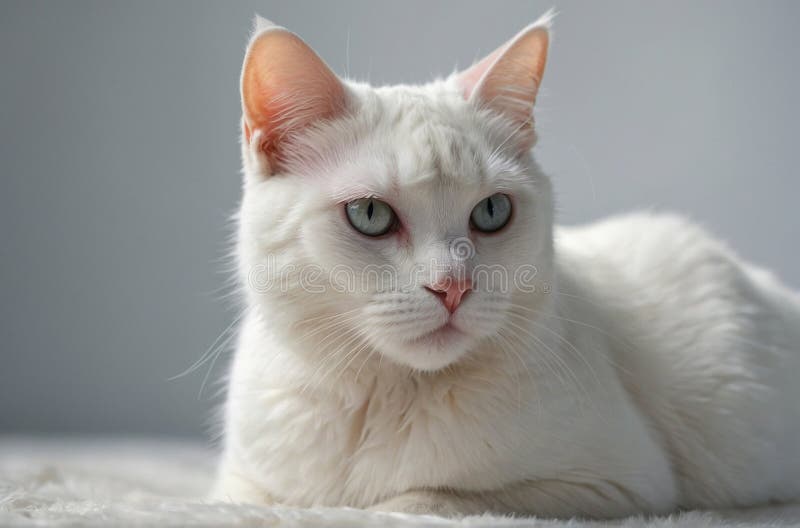 White Cat Laying Down stock illustration. Illustration of leisure ...