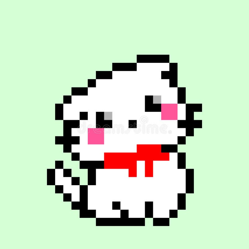 White Cat Pixel in Vector Illustration Stock Vector - Illustration of ...