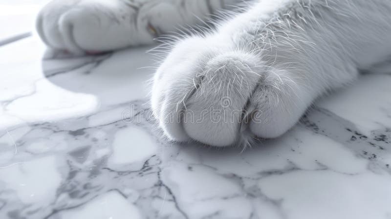 The White Cat S Furry Paws.AI Generated Image Stock Photo - Image of ...