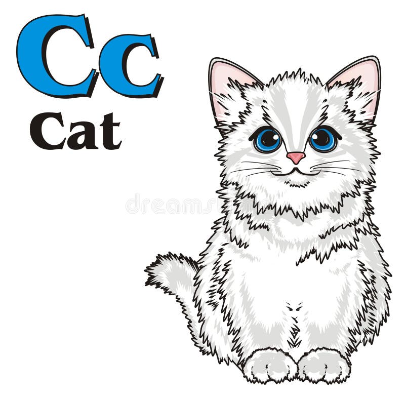 White cat and symbols stock illustration. Illustration of pose - 95404445