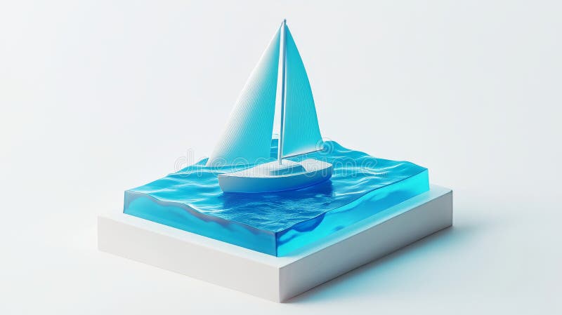 A White Catamaran Sailboat is Depicted in an Isometric View, Isolated ...