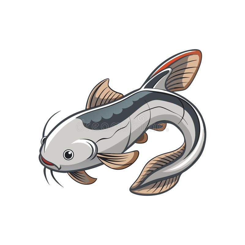 White Catfish Realistic Illustration Featuring Bright Colors Stock ...