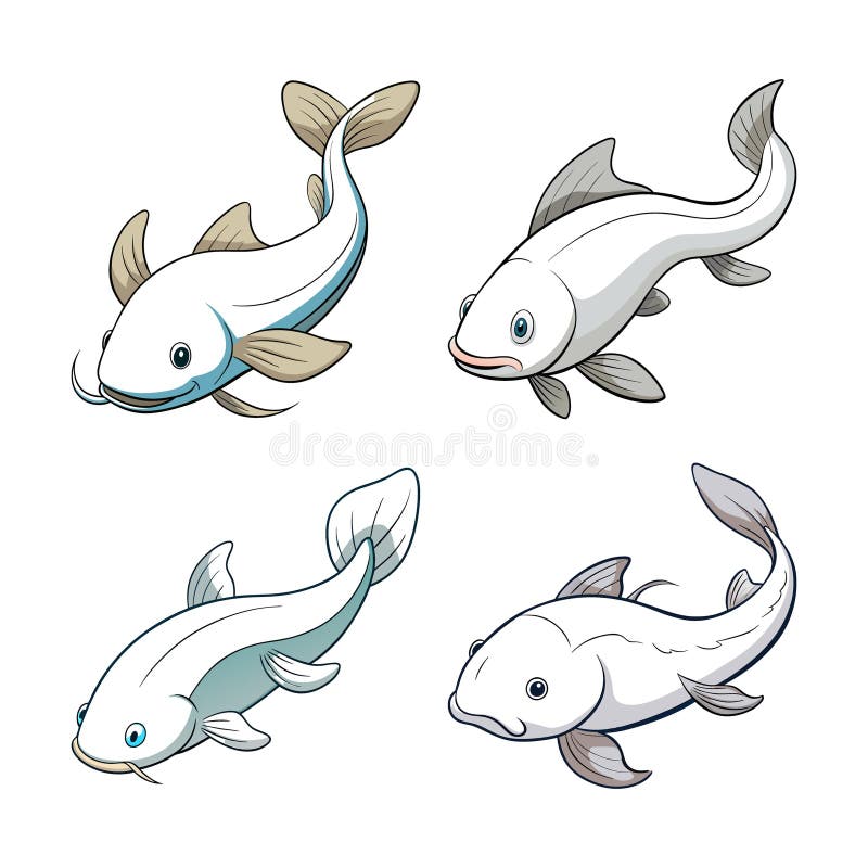 White Catfish Realistic Illustration Featuring Bright Colors Stock ...