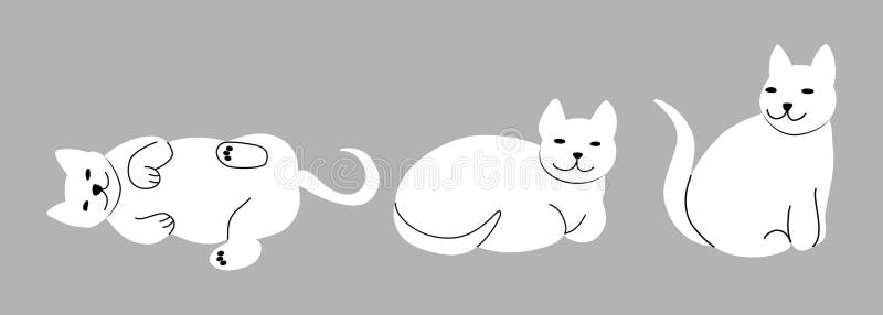 White Cats in Different Poses. Cats Sleeping and Sitting Stock Vector ...