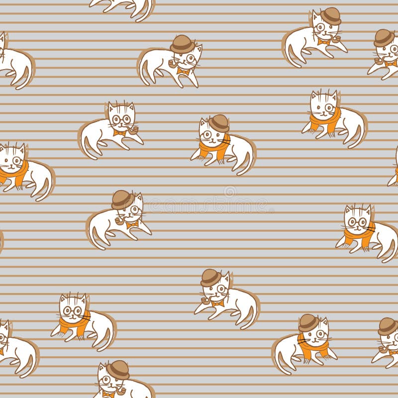 White Cats Seamless Pattern. Pets Vector Illustration for Kids Design ...
