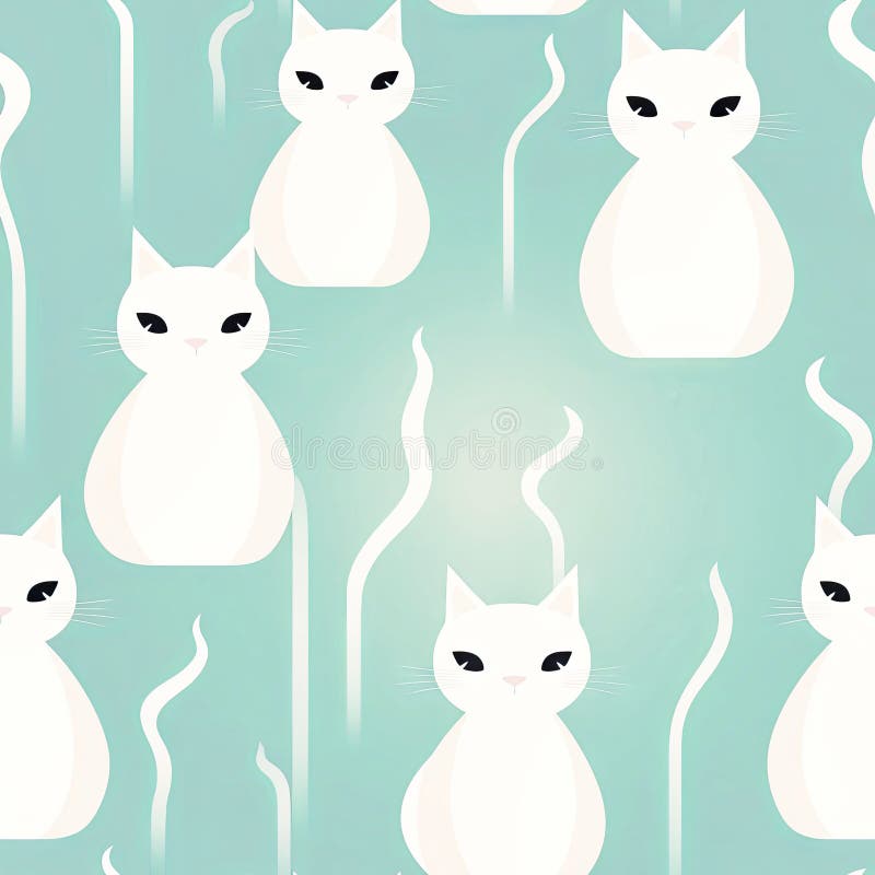 White Cats with Shadow Pattern Banner Wallpaper Stock Image - Image of ...