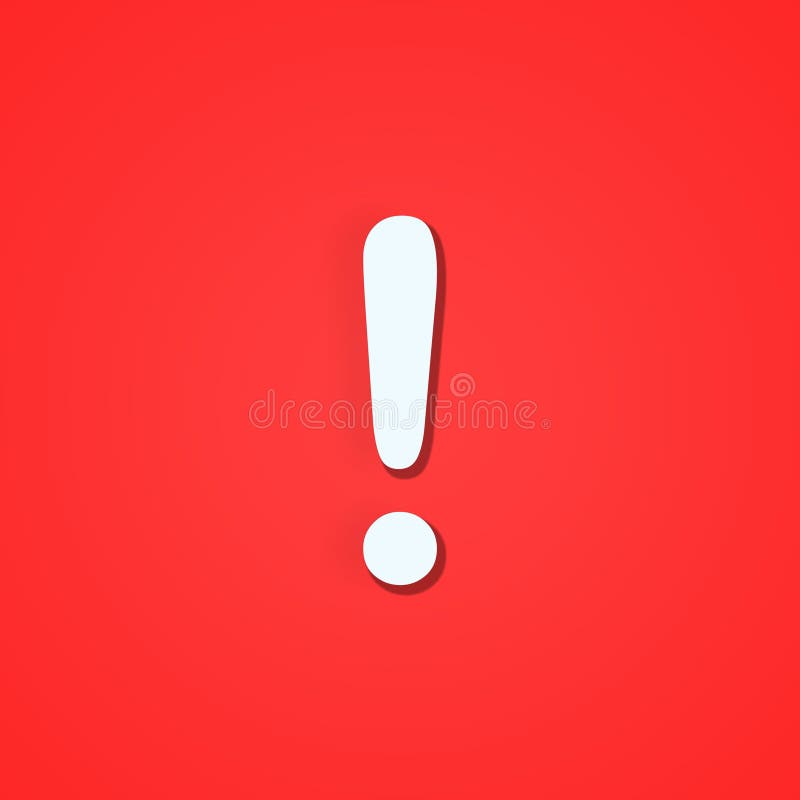 White Caution Warning Sign on Red Background Stock Illustration ...