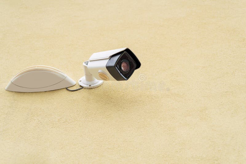 Outdoor Security Camera on Textured Wall Stock Photo - Image of white ...