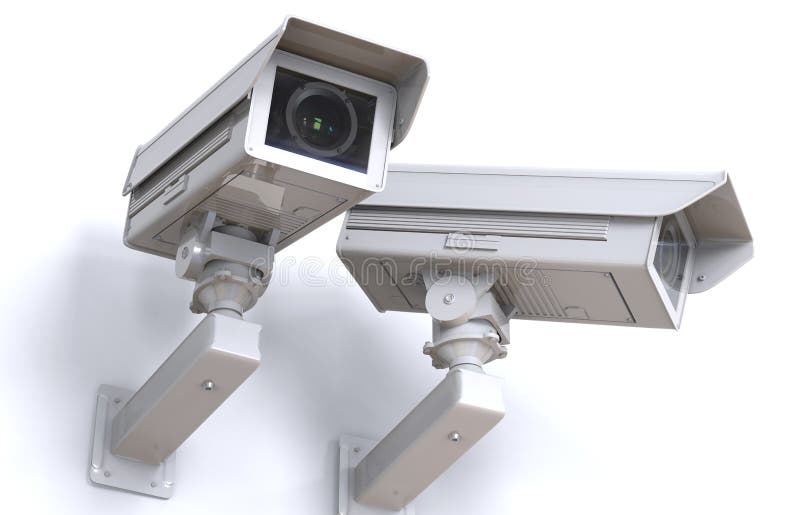 White Cctv Camera Or Security Camera Isolated On White Stock Photo ...