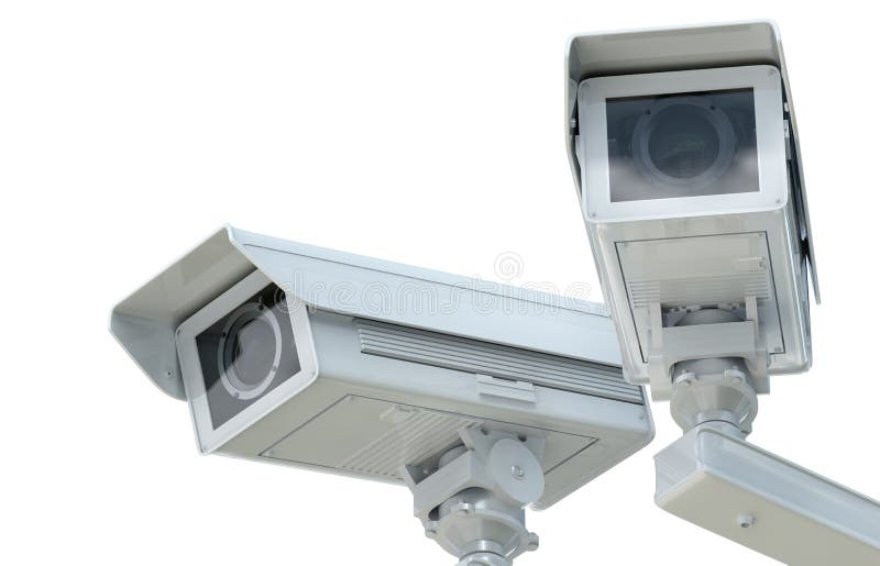 White Cctv Camera or Security Camera Stock Photo - Image of isolated ...