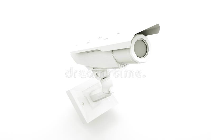 White CCTV Camera or Security Camera. 3D Illustration Stock ...