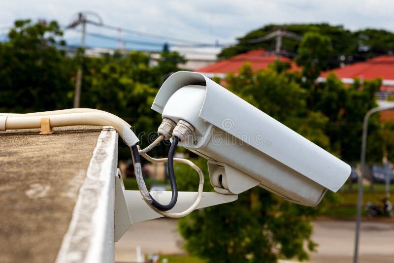 White cctv camera watching stock photo. Image of camera - 32652970