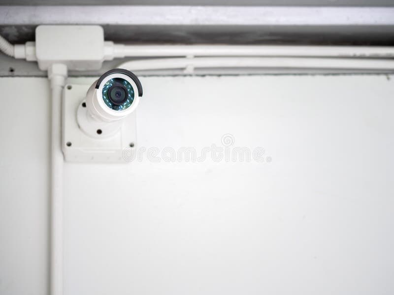 White CCTV Camera on the White Wall Background Stock Photo - Image of ...