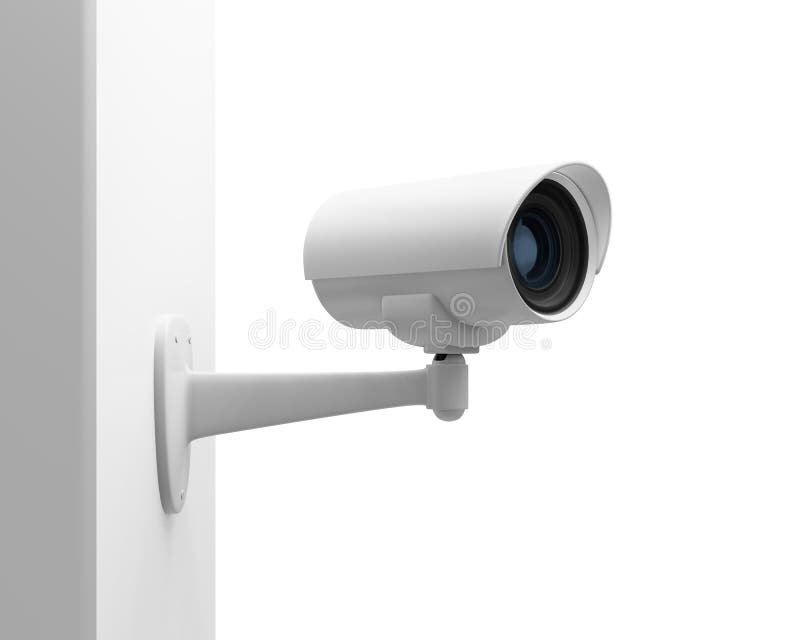 White CCTV Security Camera on the White Wall Stock Image - Illustration ...
