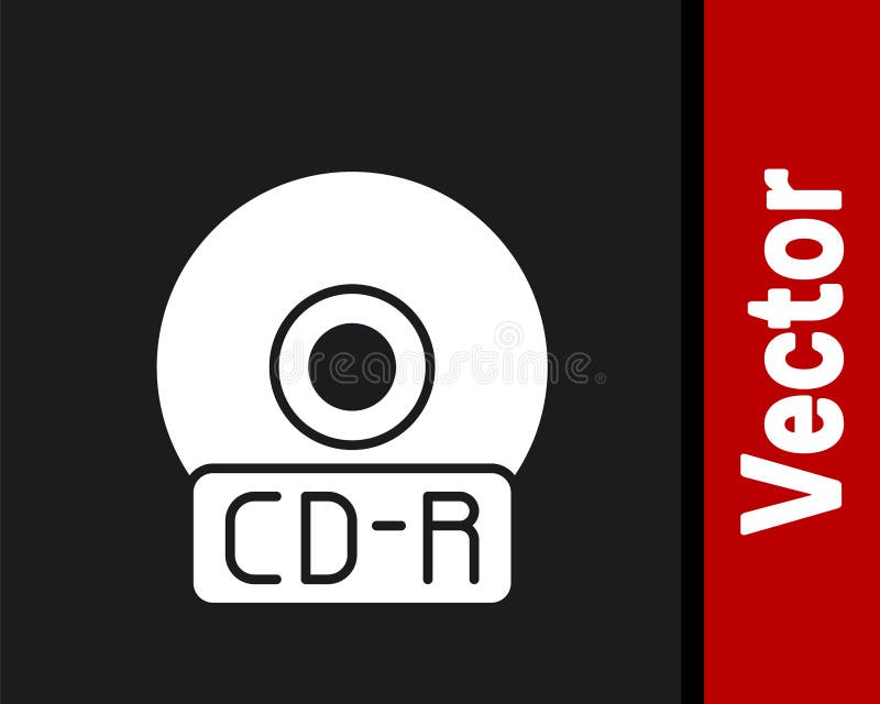 White CD or DVD Disk Icon Isolated on Black Background. Compact Disc ...