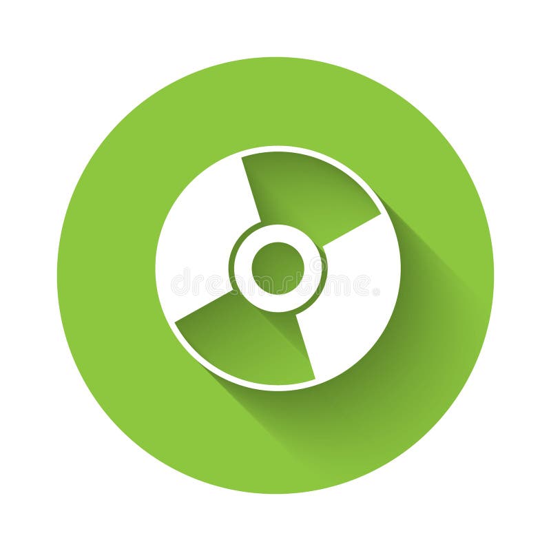 White CD or DVD Disk Icon Isolated with Long Shadow. Compact Disc Sign ...