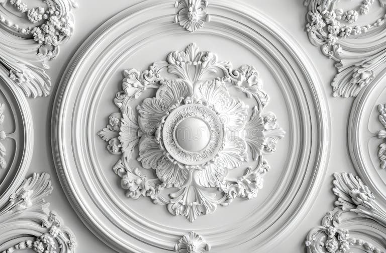A White Ceiling Design in the Style of Rococo, Combining Classic ...