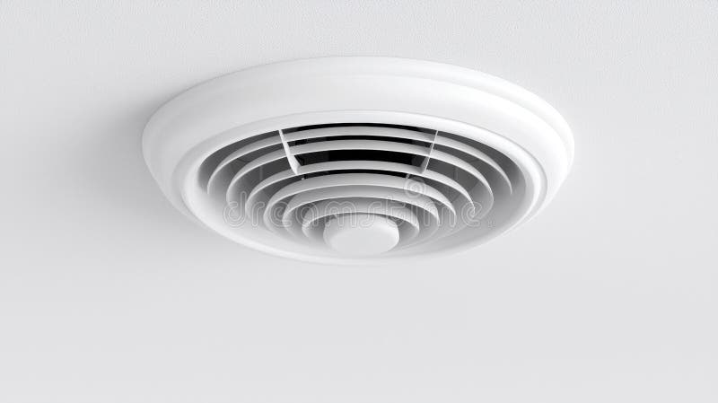 A White Ceiling Fan with a Circular Base and a Circular Vent. Stock ...