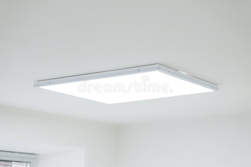 White Ceiling with LED Panel Lamp Stock Image - Image of space, light ...