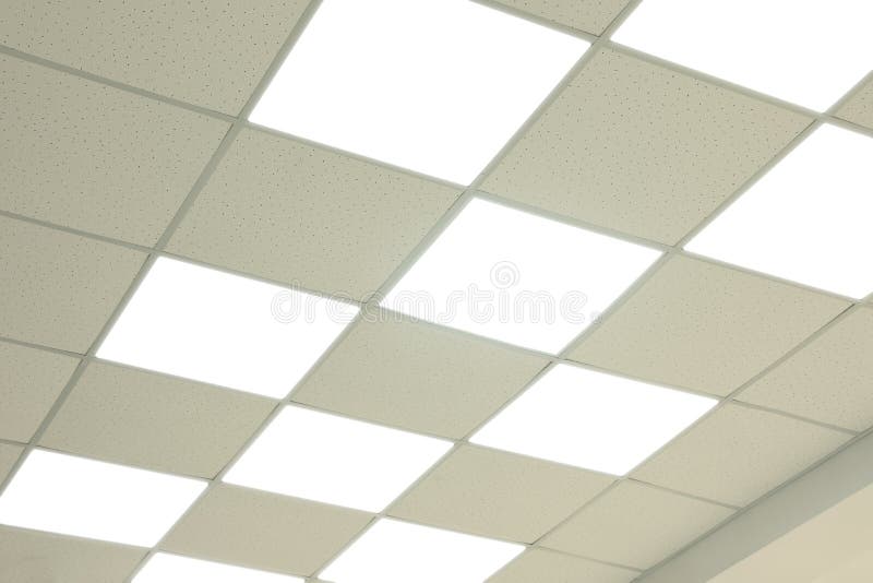 White Ceiling with Lighting in Office Room Stock Photo - Image of ...