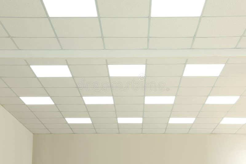 White Ceiling with Lighting in Office Room Stock Photo - Image of ...