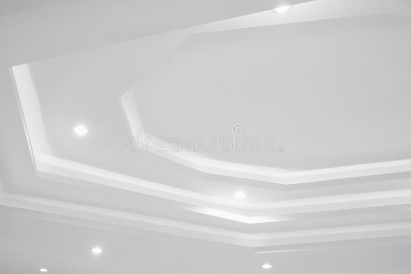 White Ceiling with Lights and Bulbs Details Decorated in White and ...