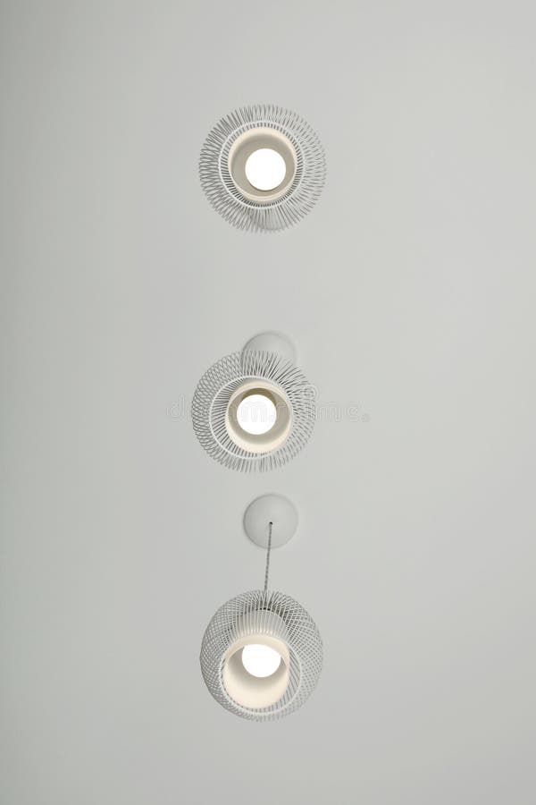 White Ceiling with Lighting in Room, Bottom View Stock Image - Image of ...