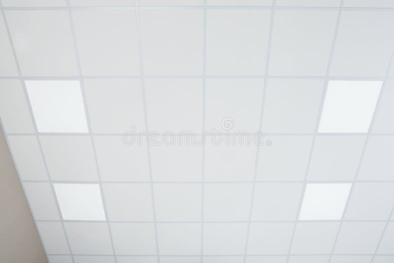 White Ceiling with Modern Lighting in Room, Low Angle View Stock Image ...
