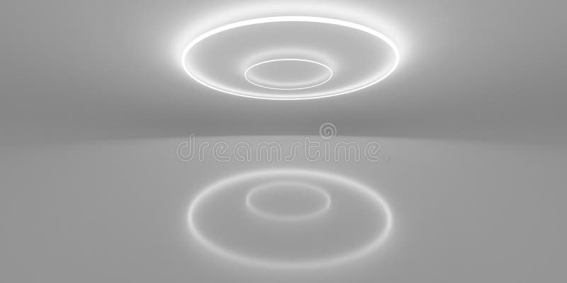 White Ceiling Mounted Light Fixture Reflecting on Glossy Floor 3d ...