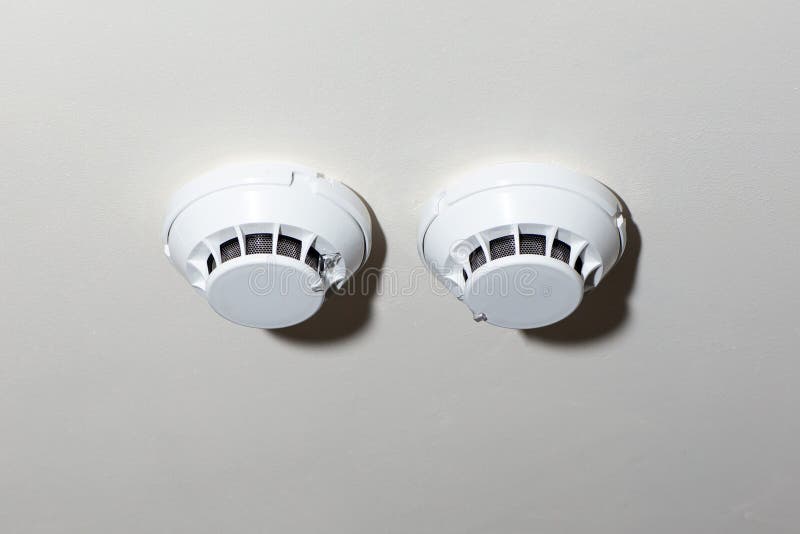 White Ceiling-mounted Smoke Detectors for Fire Safety and Protection ...