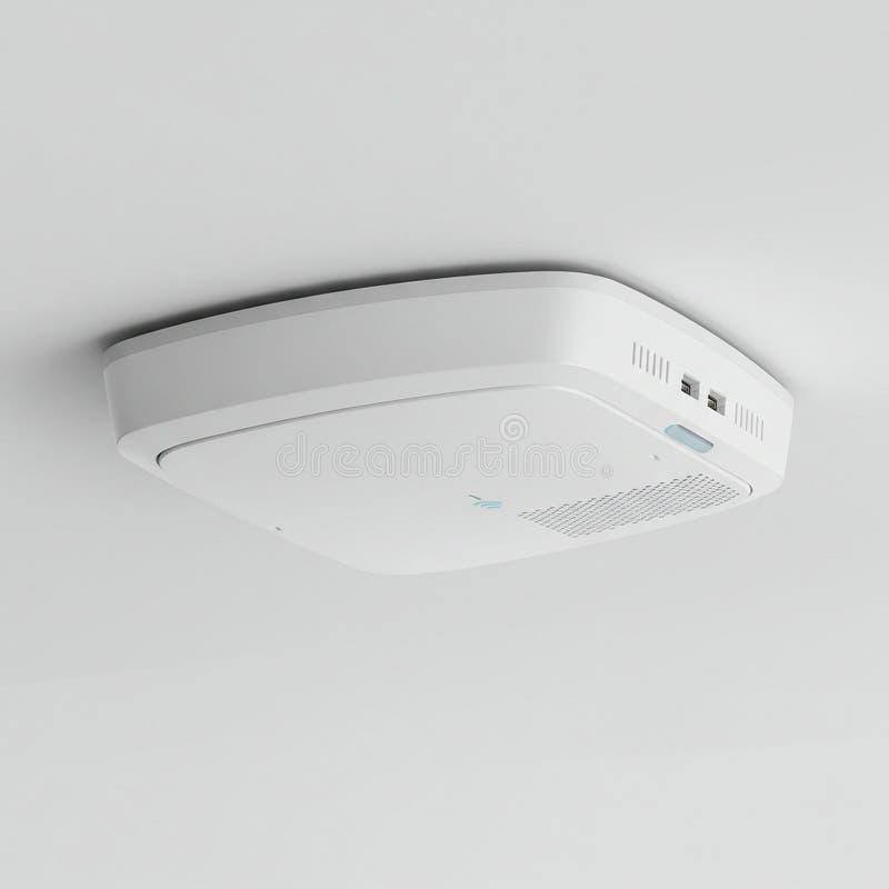 White Ceiling-mounted Wireless Access Point with a Sleek, Rectangular ...