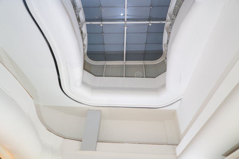 White Ceiling with Neon Lights in the Building. White Ceiling Can ...
