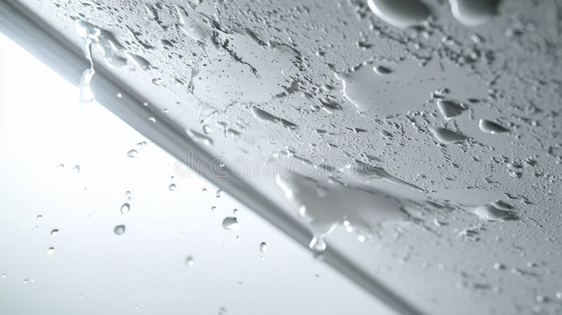 A White Ceiling Shows Visible Water Marks and Peeling Paint, Showing ...