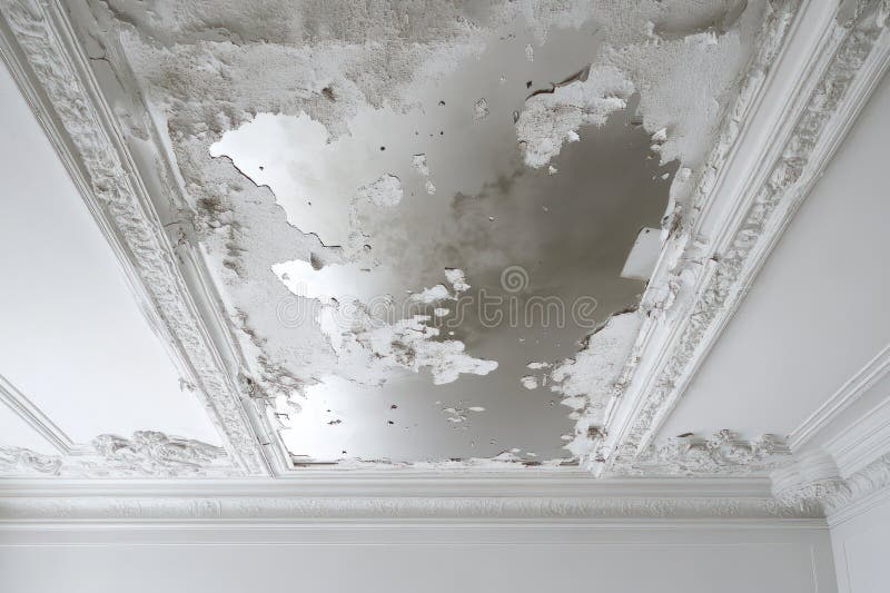 Damaged Ceiling with Peeling Paint from Water Leak Stock Illustration ...