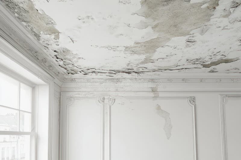 Damaged Ceiling with Peeling Paint from Water Leak Stock Illustration ...