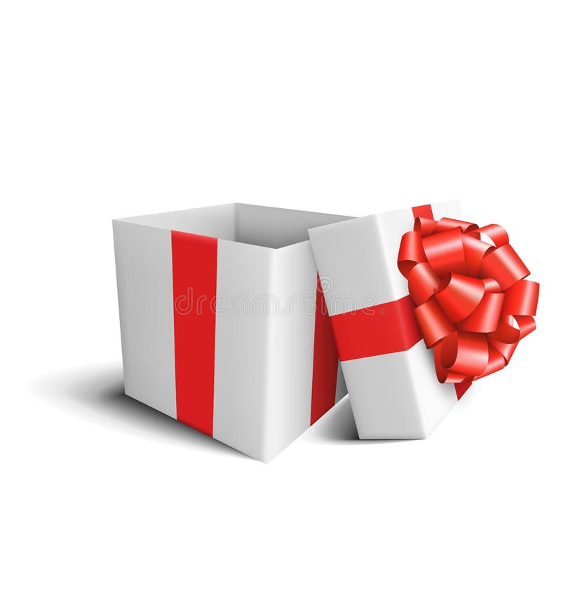 White Celebration Gift Box with Red Bow on White Stock Vector ...