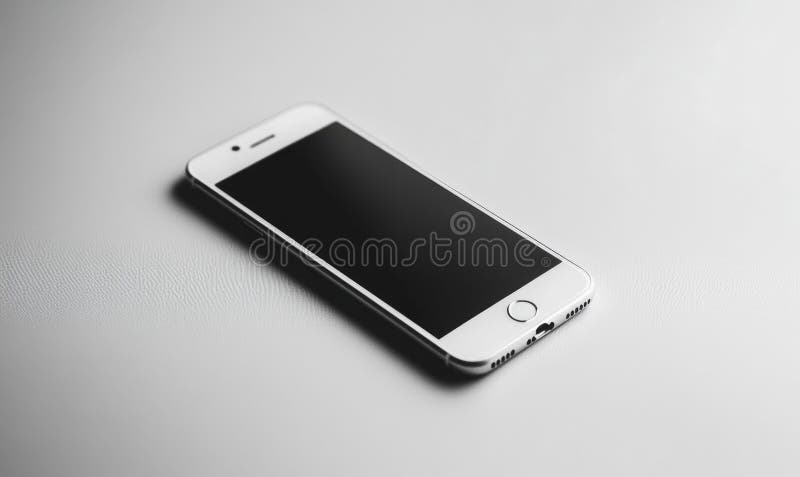 A White Cell Phone with a Black Screen Stock Illustration ...