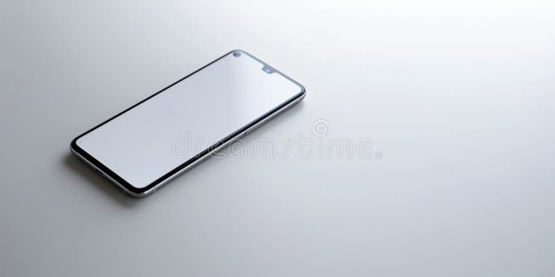 A White Cell Phone is Laying on a Table, Copy Space Stock Illustration ...