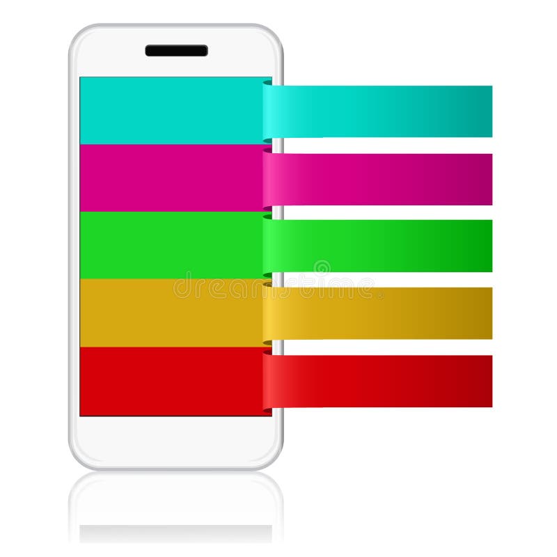 White Cellphone with Reminder Notes. Vector Stock Vector - Illustration ...