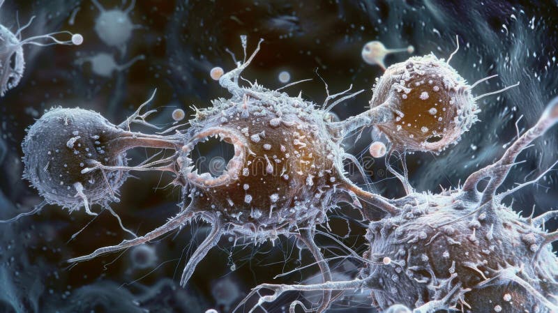 A of White Cells Each with a Distinct Nucleus and Surrounded by ...