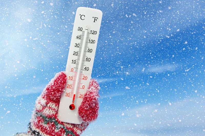 White Celsius and Fahrenheit Scale Thermometer in Hand. Ambient ...