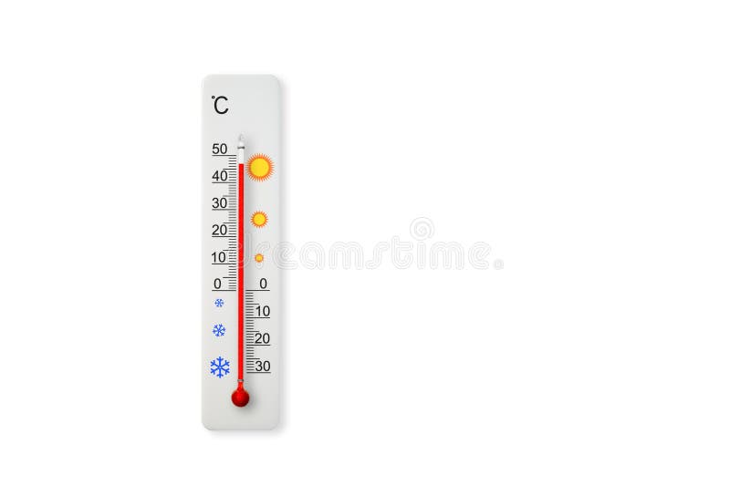 White Celsius Scale Thermometer Isolated on White Background. Ambient ...