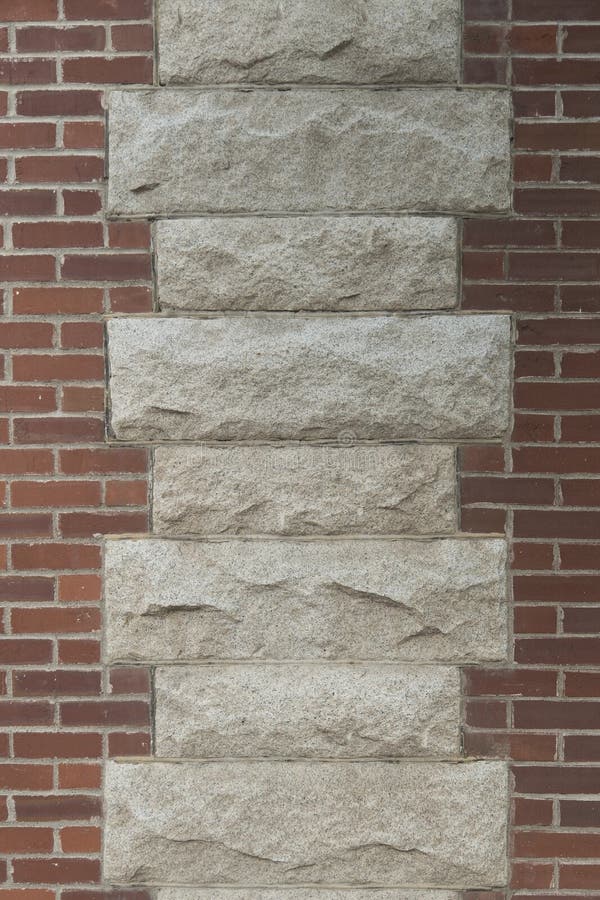 White Cement Bricks Inset in Red Bricks Stock Image - Image of clay ...