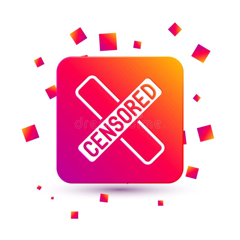 White Censored Stamp Icon Isolated on White Background. Square Color ...